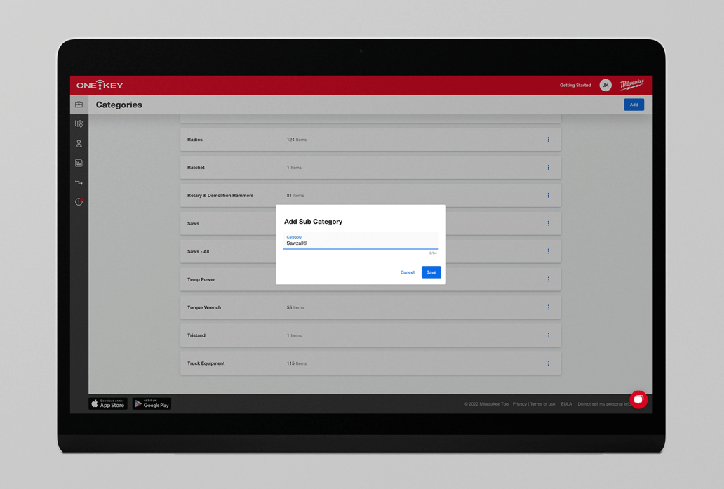 Organize Your Tools and Equipment by Adding Categories and Subcategories