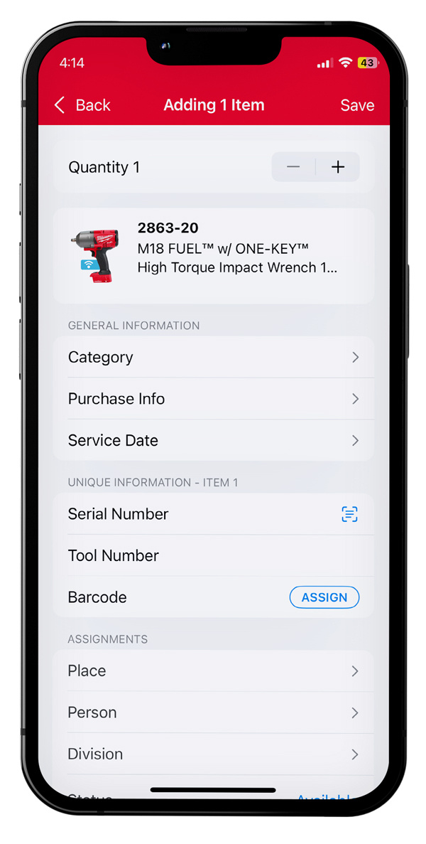 Add a Milwaukee® Tool to Your Inventory