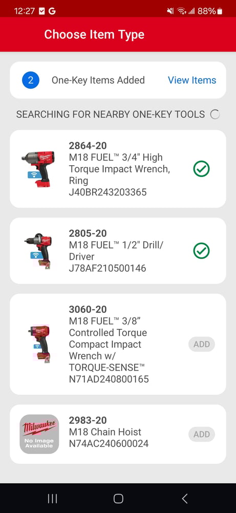 Add a Milwaukee® ONE-KEY™ Compatible Tool to Inventory