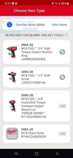 Add a Milwaukee® ONE-KEY™ Compatible Tool to Inventory