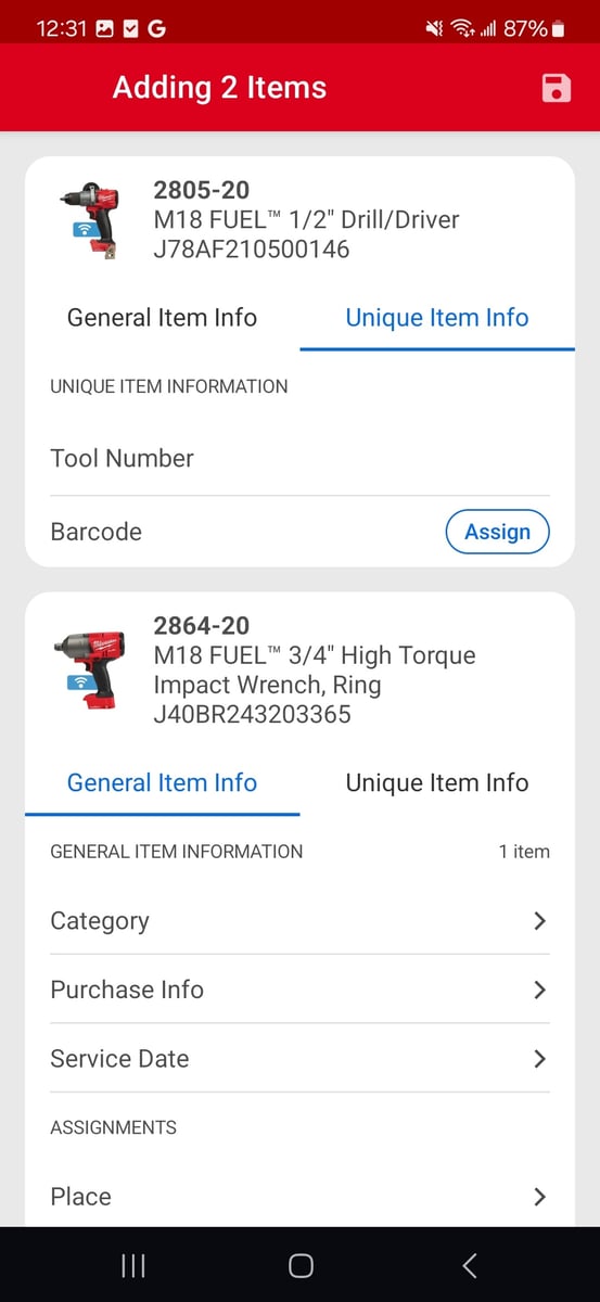 Add a Milwaukee® ONE-KEY™ Compatible Tool to Inventory