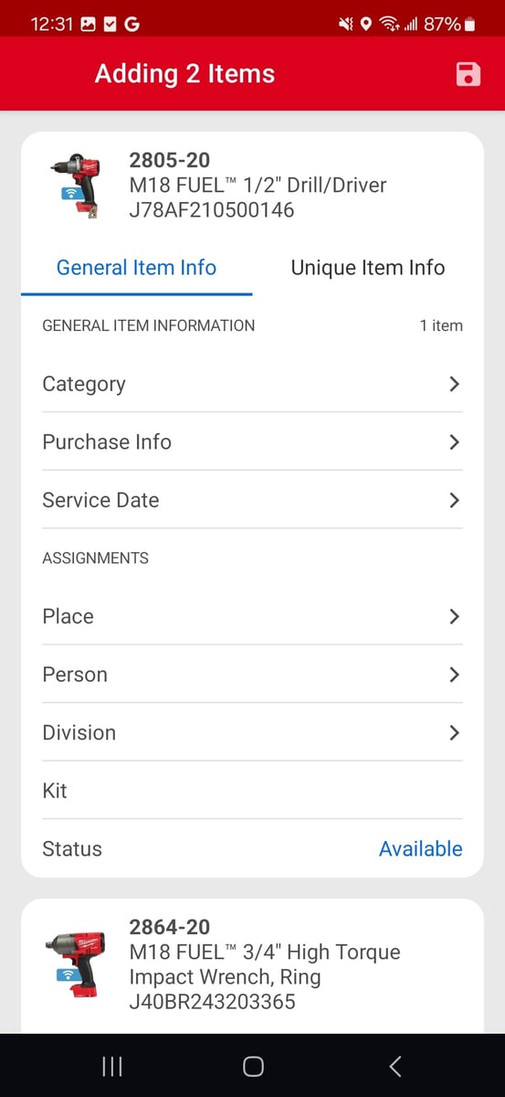 Add a Milwaukee® ONE-KEY™ Compatible Tool to Inventory