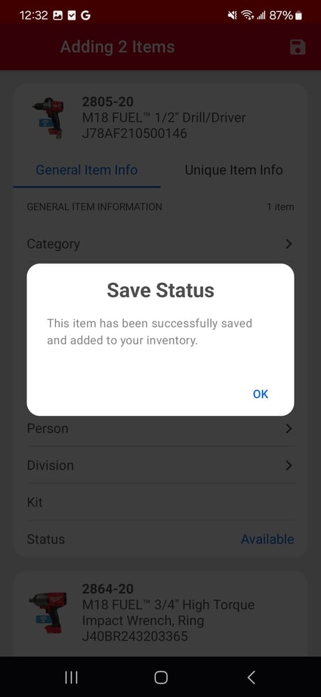 Add a Milwaukee® ONE-KEY™ Compatible Tool to Inventory