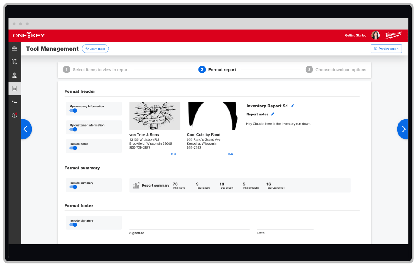 Web: Generate Tool Management Reports