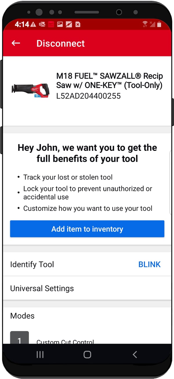 Using Tool Lockout to Activate Security Features on Compatible Smart Tools