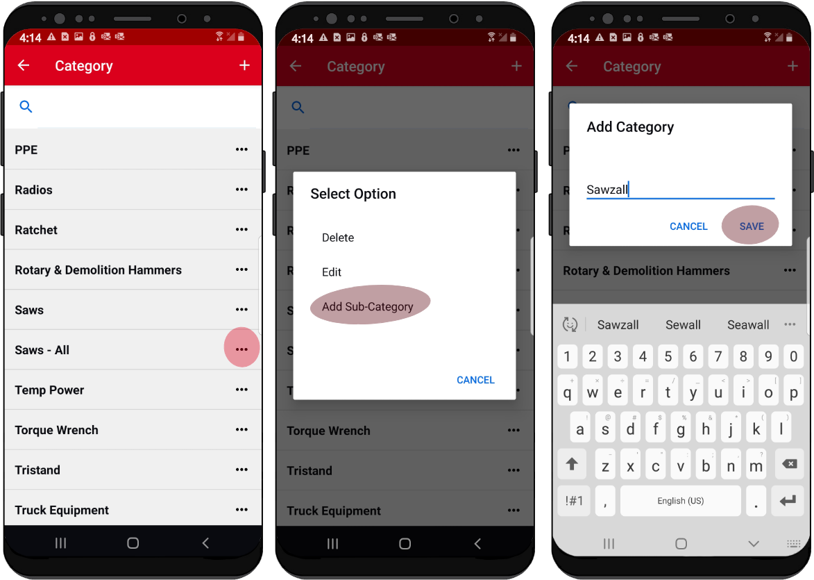 Organize Your Tools and Equipment by Adding Categories and Subcategories