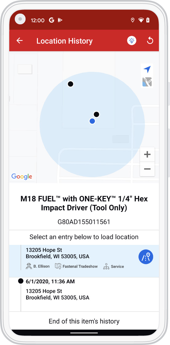 Accessing Tool Location History